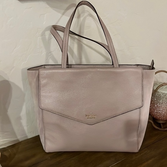 kate spade | Bags | Kate Spade Mauve Pebbled Leather And Suede Tote ...